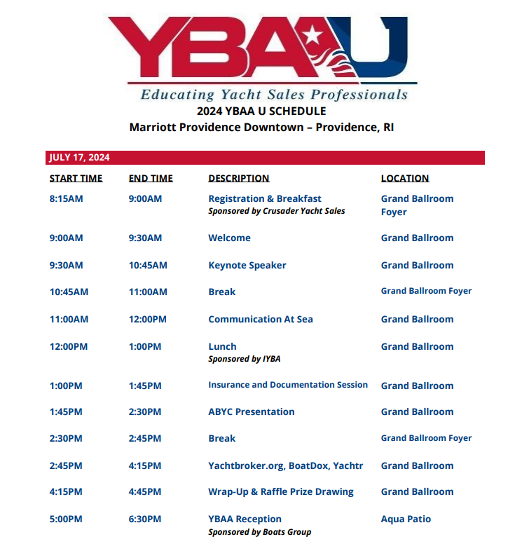 YBAA | Yacht Brokerage University